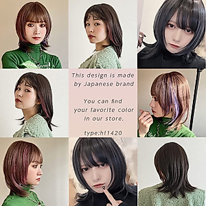 BRIGHT LELE Natural Full Medium Straight Hair With Natural Bang Layered cut with Wigs for Women Synthetic Stright Hair Wig for Daily Party Cosplay Wig HF1420-TR/M