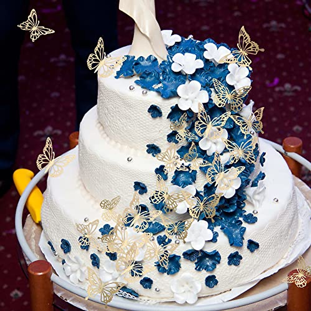 40 PCS Laser 3D Butterfly Cupcake Toppers Hollow Arts Butterfly Cake Decorations for Baby Shower Wedding Fairy Birthday Party Supplies Butterfly Wall Sticker Decoration Mixed Styles Gold