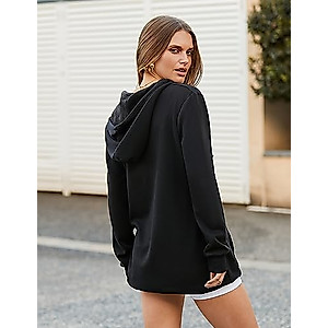 Zeagoo Women Winter Soft and Comfortable Long Fashion Hoddie Sweatshirt,Black,XX-Large