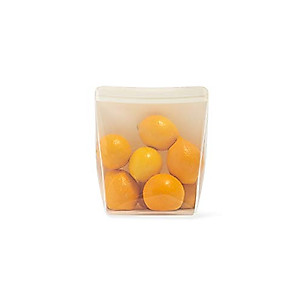 W&P Porter Stand Up Bag 100% Silicone Reusable Food Storage Bag | 36 oz Stand Up - Cream | Cook, Store, or Freeze | Easy Cleaning, Dishwasher-Safe