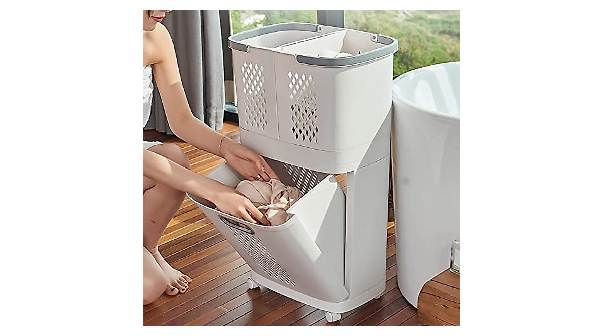 Stackable Rolling Laundry Basket with Wheels for Easy Organization