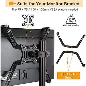 ErGear VESA Mount Adapter, Universal Non-VESA Monitor Stand Adapter for 17 to 27 Inch Screens, VESA Bracket 75x75 mm - EGMUA4
