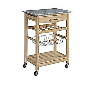 Linon Kitchen Island Granite Top, 33.88" x 22.8" x 15.63", Natural