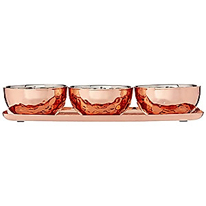 Godinger Hammered Tray with 3 Bowls, Copper
