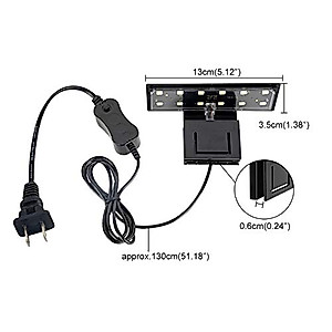 WEAVERBIRD Aquarium Light Fish Tank LED Light 6W 12 LED Planted Clip Lamp for 8-15Inch 6mm Thick Fish Tanks