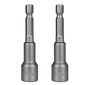 2pcs 1/4" Quick-Change Hex Shank 10mm nut driver magnetic ， 1/4 10mm nut driver bit,10mm hex nut driver bit ，65mm Length，Metric