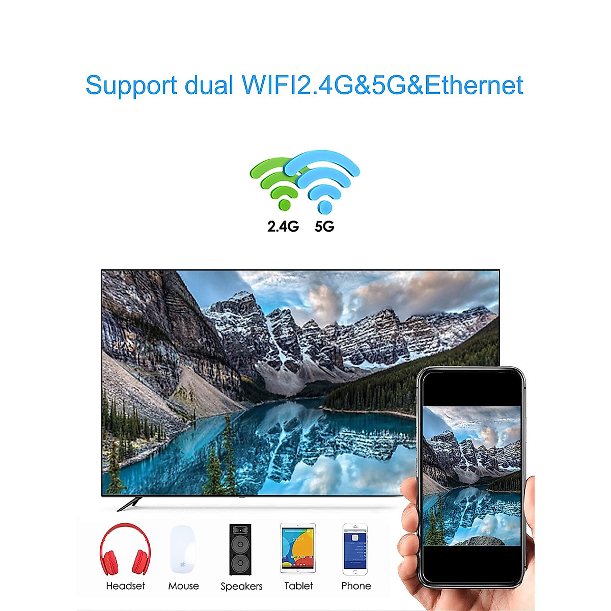 Android10 TV Box Smart TV Box Set Top Box with Mini Wireless Backlit Keyboard /4G RAM 32G ROM/USB 3.0/ Ultra HD 4K/6K /HDR 10+/ Dual Band WiFi 2.4 /5.8GHz /BT4.2