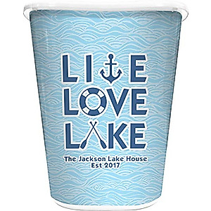 YouCustomizeIt Live Love Lake Waste Basket - Double Sided (White) (Personalized)