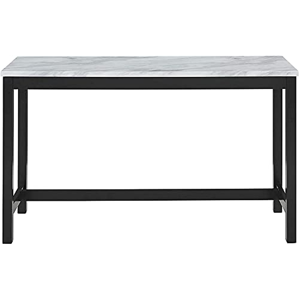 New Classic Furniture Celeste Faux Marble Theater Bar Table with 3 Bar Stool Set, Black Velvet with Black Base