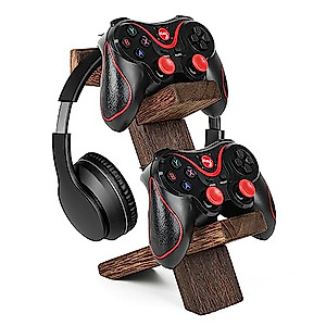 BEARUT Game Controller Holder Headset Stand 2-Tier Universal Controller Gaming PC Accessories Storage Rack Headphone Stand for Xbox Series PS5 PS4 by Wood