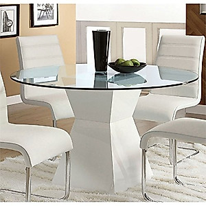 Furniture of America Dorazio Contemporary Round Glass Top Dining Table in White