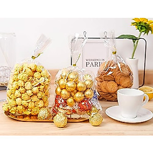 LOKIQNG Cellophane Bags Plastic Gift Bags Clear Cookie Bags Treat Bags with Twist Ties for Party Favor Bags(100PACK,6x10inch)