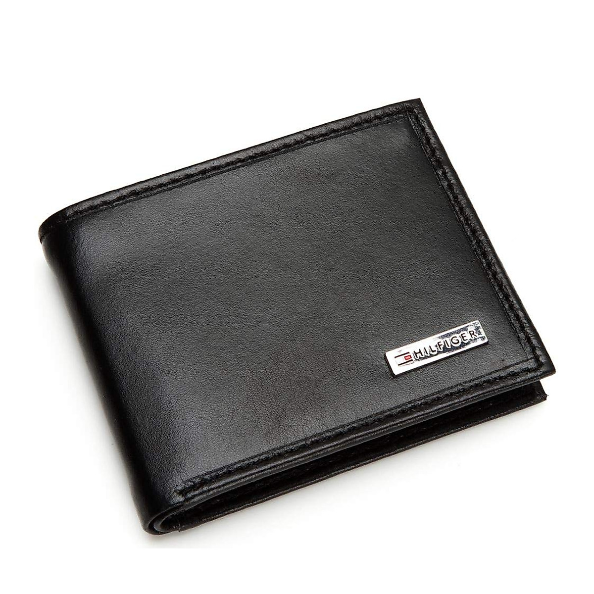 Tommy Hilfiger Leather Men's Multi-Card Passcase Bifold Wallet with Removable Card Case, Black, One Size