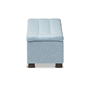 Baxton Studio Orillia Modern and Contemporary Light Blue Fabric Upholstered Grid-Tufting Storage Ottoman Bench