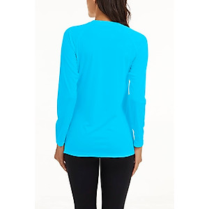 KINGFEN Women UPF 50+ Sun Protection Clothing Cozy Pastel Pullover Loose Long Sleeve Workout Tops for Women Uv Protection Outdoor Activities Shirt Running Shirts Women Ice Blue Medium