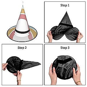 EVANEM Multicolor Rainbow 2 Pcs Halloween Witch Hats With Led Lights Halloween Decorations Hat For Women Glowing Witch Hat