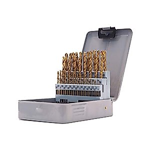 51-Piece Metric Index Drill Bit Set, 1.0-6.0 mm in 0.1 mm Increments, HSS with Titanium Nitride (TiN) Coating
