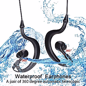 GZCRDZ Waterproof Sports Wired Earbud Earphone 3.5mm in Ear Hook Stereo Headphone for Swimming Diving Headset MP3 MP4 Player Cell Phone (Black)