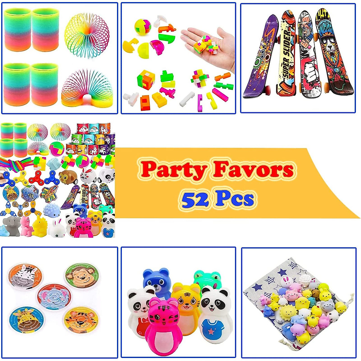 52 Pcs Party Favors for Kids 4-8, Birthday Gift Toys, Stocking Stuffers, Treasure Box Toys, Carnival Prizes, School Classroom Rewards, Pinata Stuffers, Goodie Bags Filler for Boys and Girls 8-12