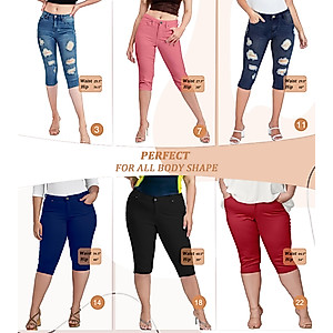 Hybrid & Company Women's Butt Lift Super Comfy Stretch Denim Capri Short Jeans Q43300 Black 3