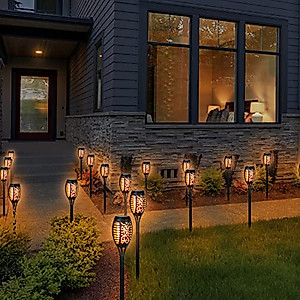 Exhart Garden Solar Lights, Set of 4 Flickering Flame Garden Stake Torches, LED Fire, Outdoor Garden and Yard Decoration, 3 x 20 Inch