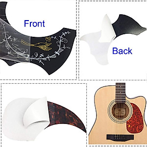 Pakala66 Acoustic Guitar Pickguard Pack of 5, Hummingbird and Water Shaped Self Adhesive