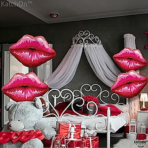 KatchOn, Red Lip Balloons Set - Large 30 Inch, Pack of 4 | Kiss Balloons Decorations | Lips Balloon, Galentines Day Balloons | Red Valentines Balloons | Lip Balloon for Galentines Day Decorations