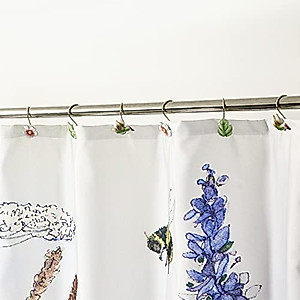 RoomTalks Flowers Leaves Birds Shower Curtain Hooks Rings for Bathroom, Rust Resistant Metal Decorative Shower Hooks Rings for Spring Boho Floral Plant Botanical Wildflowers Shower Curtains