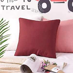 PiccoCasa 2 Pcs Waterproof Throw Pillow Covers, 18 x 18 Inch, Decorative Cushion Covers, Sofa Pillowcase for Couch Bedding Livingroom Garden Patio Home Decor, Red