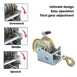Torin ATRT1061CB 600lbs Capacity Boat Trailer Hand Winch with Two-Way Ratchet,Silver
