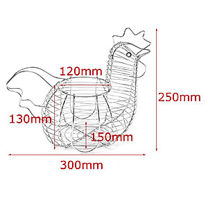 Roexboz Chicken-Shaped Egg Basket Metal Chicken Shaped Wire Egg Storage Basket Holder Rack - Store 24 Eggs for Home Kicthen