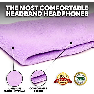 CozyPhones Fleece Sleep Headphones - Wired Over Ear Headphones from Ultra Thin Earphones for Side Sleepers, Meditation, Running, Laptop, and Phone - Violet