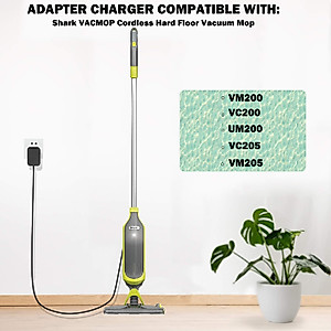 Charger for Shark VACMOP VM200 VM200C VM20026 UM200 UM205 VC200 VC205 VM190 VM19026 VMP30 Series 10.8V Li-ion Battery Pro Cordless Hard Floor Vacuum Mop Replacement Power Adapter 5.9Ft