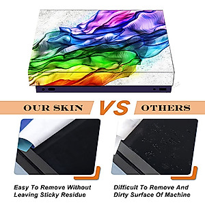 FOTTCZ Whole Body Vinyl Sticker Decal Cover for Xbox One X Console and 2PCS Controllers - Rainbow Band