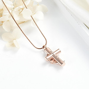 zeqingjw Cross Cremation Jewelry for Ashes Crystal Urn Necklace for Ashes Stainless Steel Urns Memorial Ashes Necklace Pendant Keepsake Jewelry