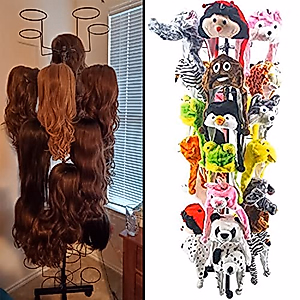 tonchean Floor Stand Hat Racks 7 Tier Hat Display stand Baseball Cap Wig Display Rack Metal Freestanding Hat Stands Rack Commercial Large 35 Hats or Wigs