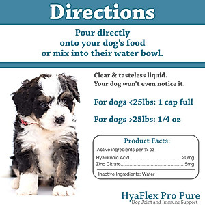 Canine Hyaluronic Acid + Zinc by Hyalogic - Joint & Immune Support, HyaFlex Pro Pure 8oz - Liquid Oral HA Dog & Pet Supplement