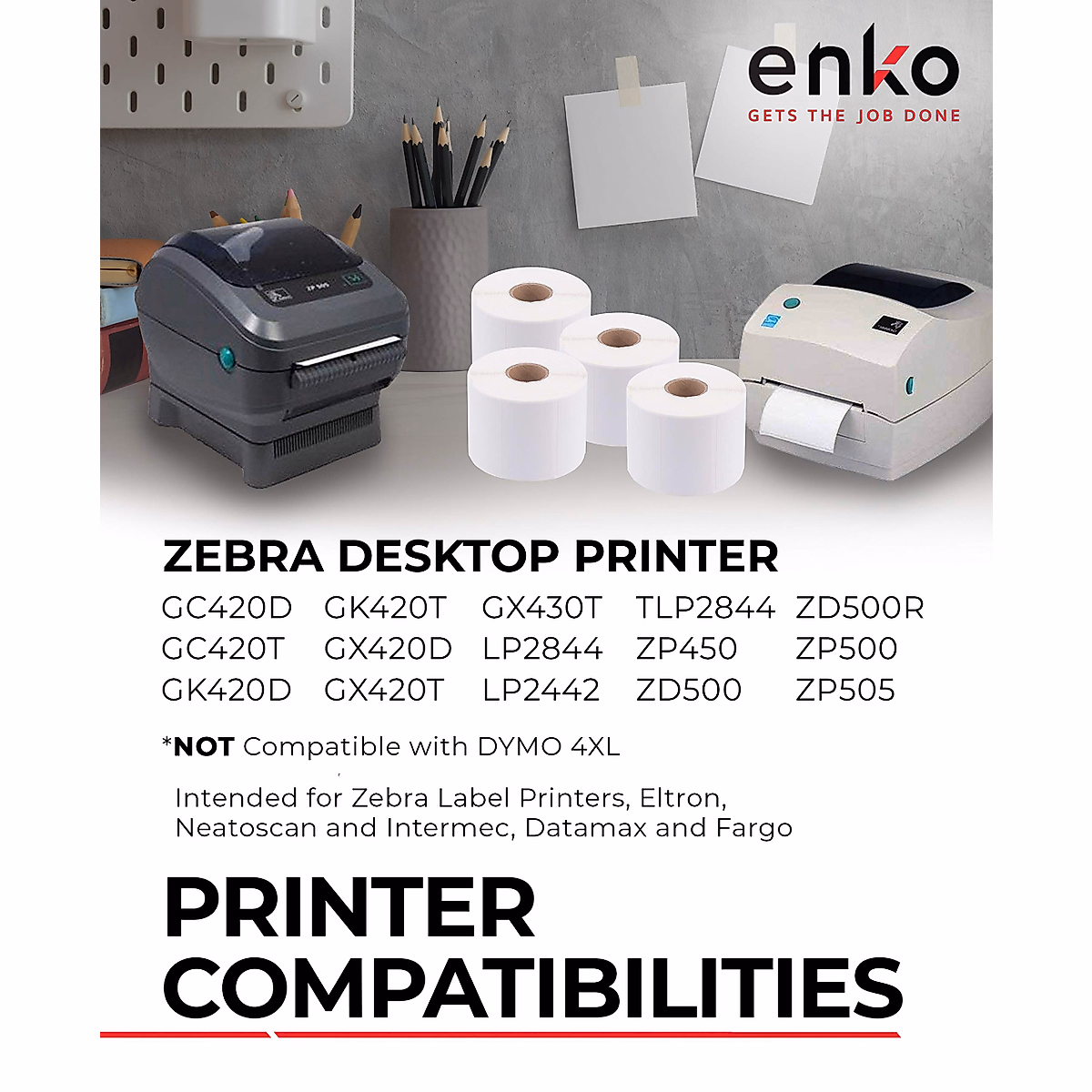 enKo Direct Thermal Labels 2-1/4 x 1-1/4 inches (12 Rolls, 12,000 Labels) Perforated Thermal Stickers for Address Mailing, Barcode, FBA Stickers, FNSKU Labels for Zebra, Rollo, Eltron Printer