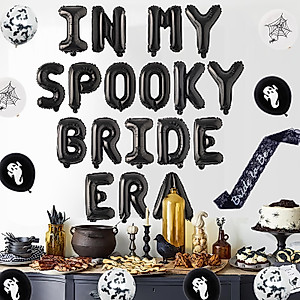 In My Spooky Bride Era Bachelorette Party Decoration Black In My Spooky Bride Era Balloon Banner Diamond Ghost Garland Black Foil Curtain Bride to Be Sash for Bridal Shower Engagement Wedding Supplies