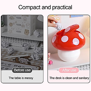 Altsuceser Mushroom Mini Trash Can with Swing Lid, Red, Plastic, 19cm
