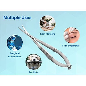 Micro Scissors 4.5" curved Castroviejo stitch cutting embroidery spring action extra sharp Squeeze scissors for ENT eye skin dental veterinary surgeon by Artman Instruments