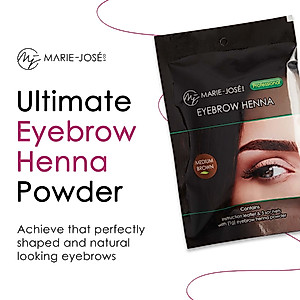 Marie-José & Co Henna Eyebrow Tint Medium Brown Dye, Eyebrow for Spot Coloring, Long-Lasting Eyebrow Powder, Water & Smudge Proof, 5 Sachets, Good for 50 Applications