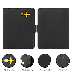 FACATH Premium Leather Passport Cover, RFID Blocking Travel Wallet for Men, Women & Family - Cruise Accessories (Black)