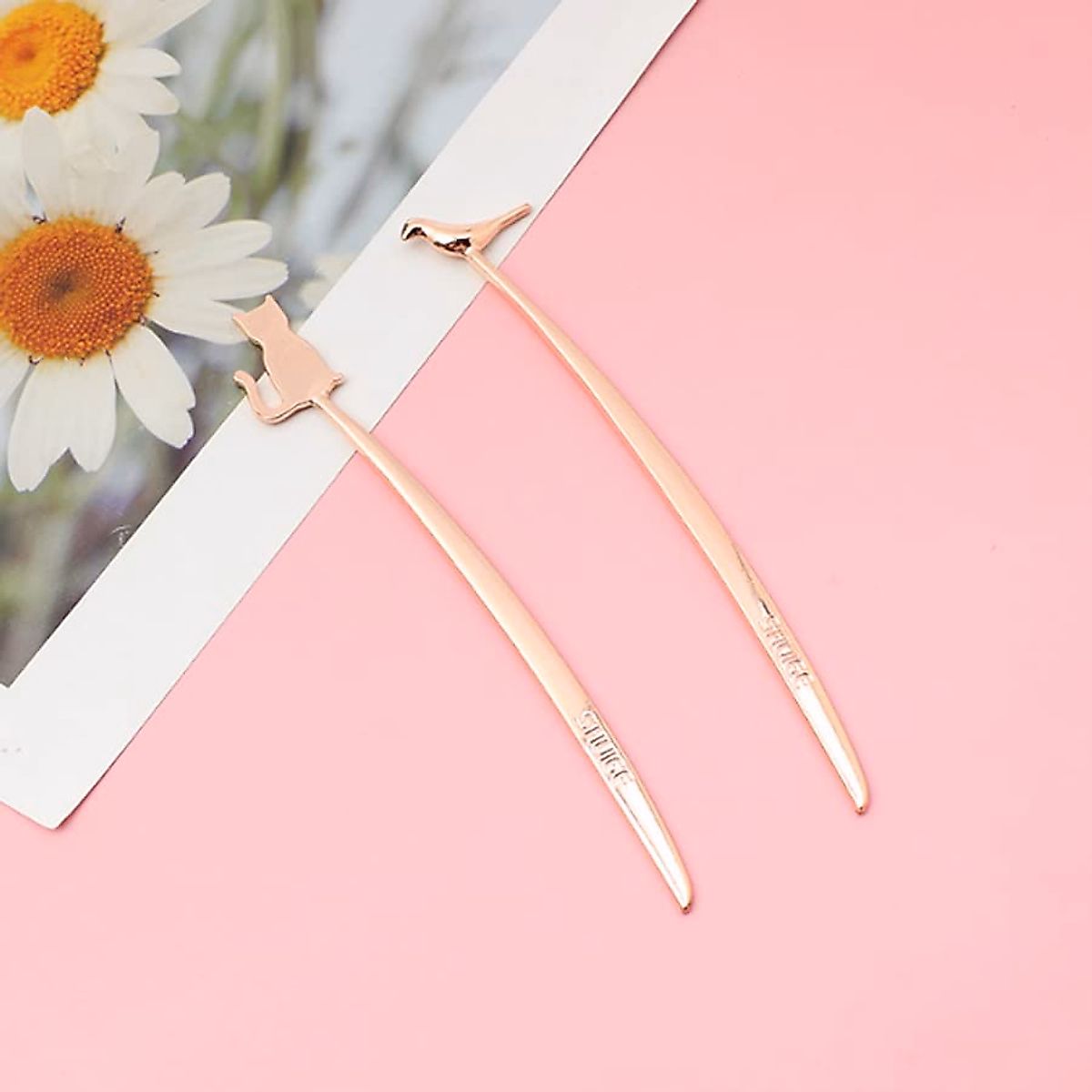 ARFUKA Bookmarks Cat and Bird Shaped Metal Bookmark Reading Book Markers Gifts for Women, Kids, Teens Girls, Readers and Book Lovers Pack of 2