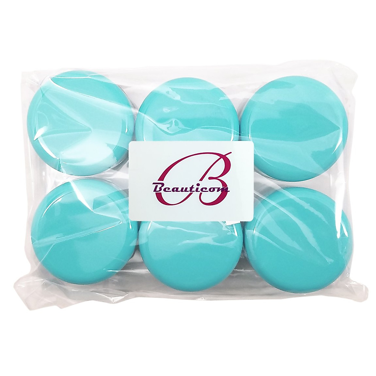 Beauticom Teal Color 15 gram/15ml/ 0.5oz. (Quantity: 6 Pieces) Empty Clear Round Travel Container Jars with Lids for Make Up Powders, Eyeshadow Pigments, Creams, Lip Balm, Lip Gloss, Samples