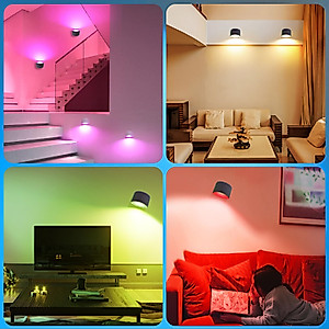 Okelon USB Rechargeable Wall Mounted LED Lamp Sconce with 3 Color Temperatures & 5 Light Brightness Levels,360° Rotatable Magnetic Ball & Remote Control for Reading Study Bedside