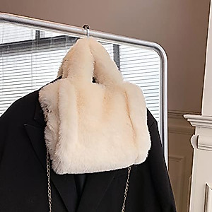 Fluffy Tote Bag for Women Plush Shoulder Fashion Autumn Winter Luxury Faux Fur Soft Girls Fuzzy Purse Overlarge Hobo Handbag