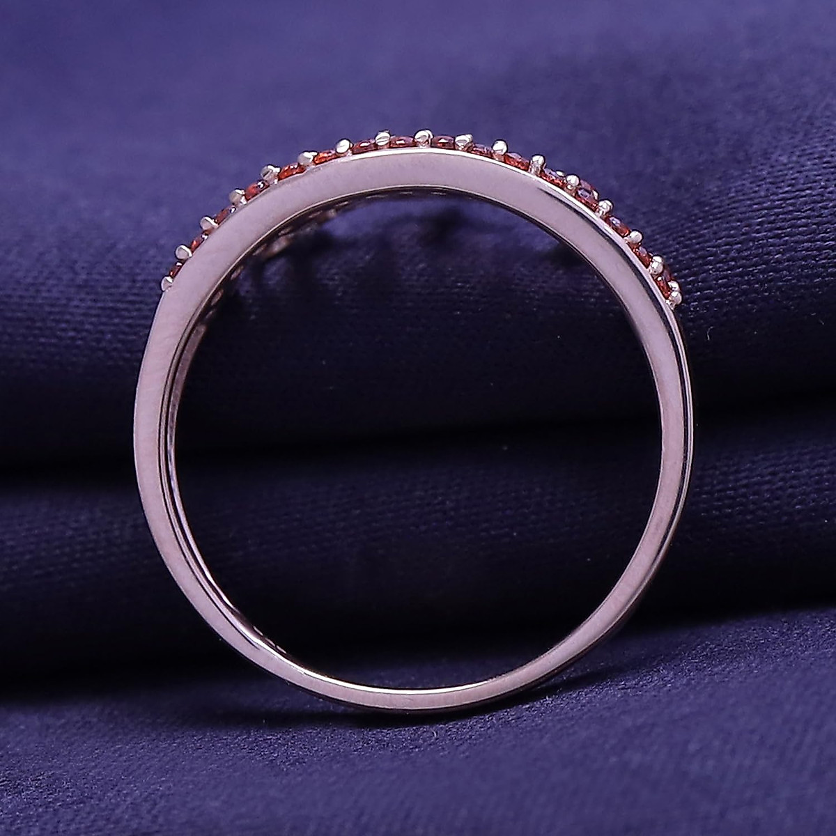 AFFY Round Cut Simulated Multi Stone Pocachoca Princess Style Engagement Wedding Crown Ring in 14k Rose Gold Over Sterling Silver with Ring Size 6.5