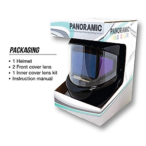 TGR Digital Panoramic 180 View Solar Powered Auto Darkening Welding Helmet - True Color (Black)