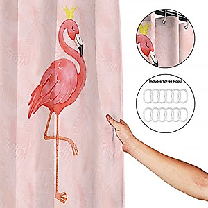 GSAARDEO Bathroom Decorative Shower Curtain 4-Piece Set with U-Shaped Floor Mat, Toilet Cover, Anti-Slip Floor Mat, Cute Animal Shower Curtain (Pink Flamingo, 72×72 in)